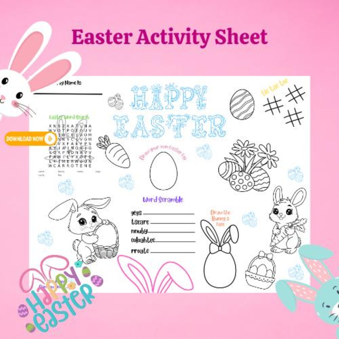 Easter Activity Sheet/easter Placemat/easter Activity Sheet/easter ...