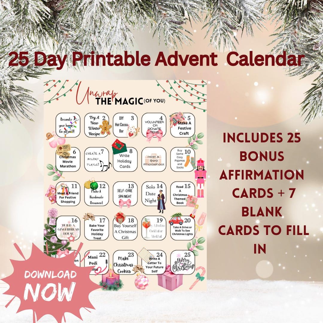 25 Day Digital Advent Calendar for Single Women + Bonus Self-care ...
