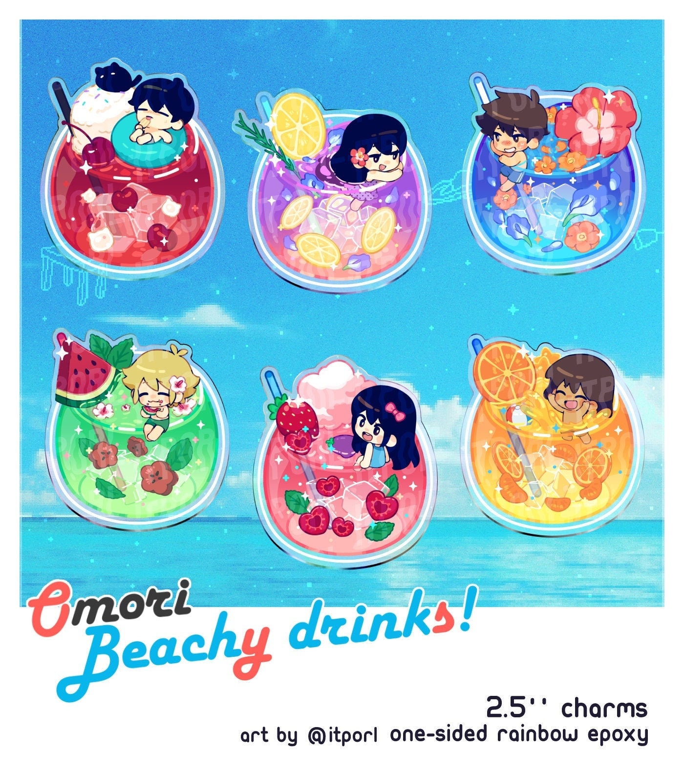 OMORI Charms OMORI Keychains Beach Set Aubrey Charm Kel - Etsy Canada
