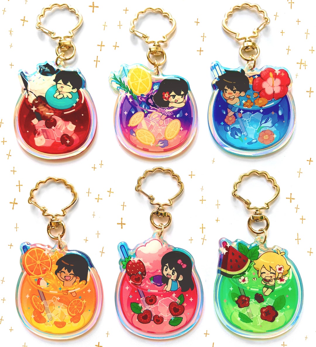 OMORI Charms OMORI Keychains Beach Set | Aubrey Charm, Kel Charm, Hero ...