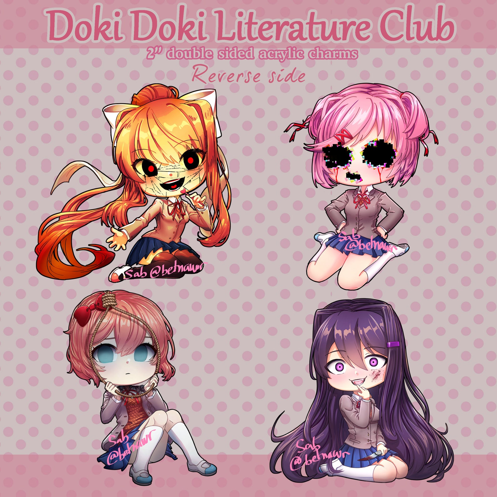 Doki Doki Literature Club Charms DDLC Keychains Monika Charm - Etsy