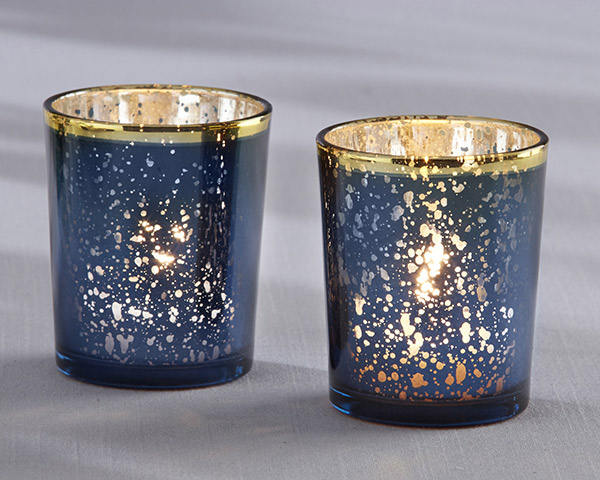 Blue Wedding Candles Set of 4 Glass Tealight Candle - Etsy