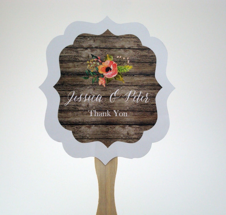 Rustic Wedding Fans Personalized Printed Floral Garden - Etsy
