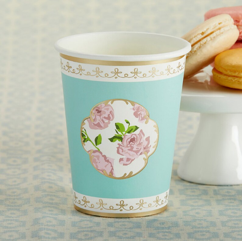 Blue Floral Cups Set of 8 Tea Party Cups Bridal Shower - Etsy