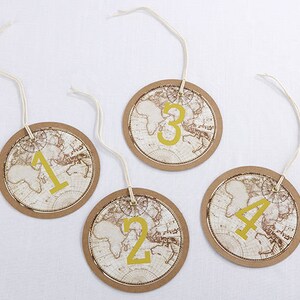 Gold Foil Travel Table Numbers – Vintage Map Wedding Decor (set of 18 ...