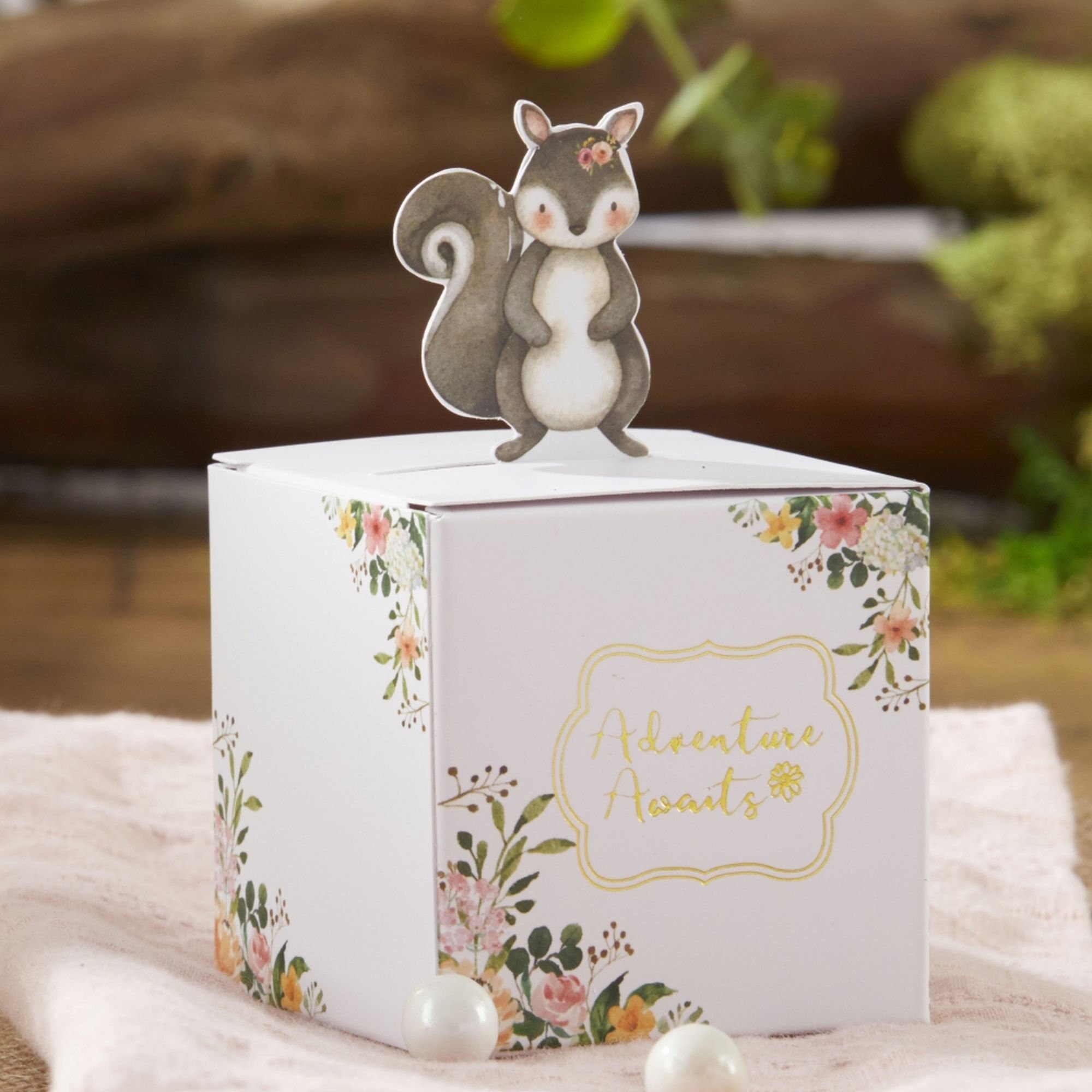 Pink Woodland Boxes - Set of 24 - Rustic Animals Baby Shower Candy ...