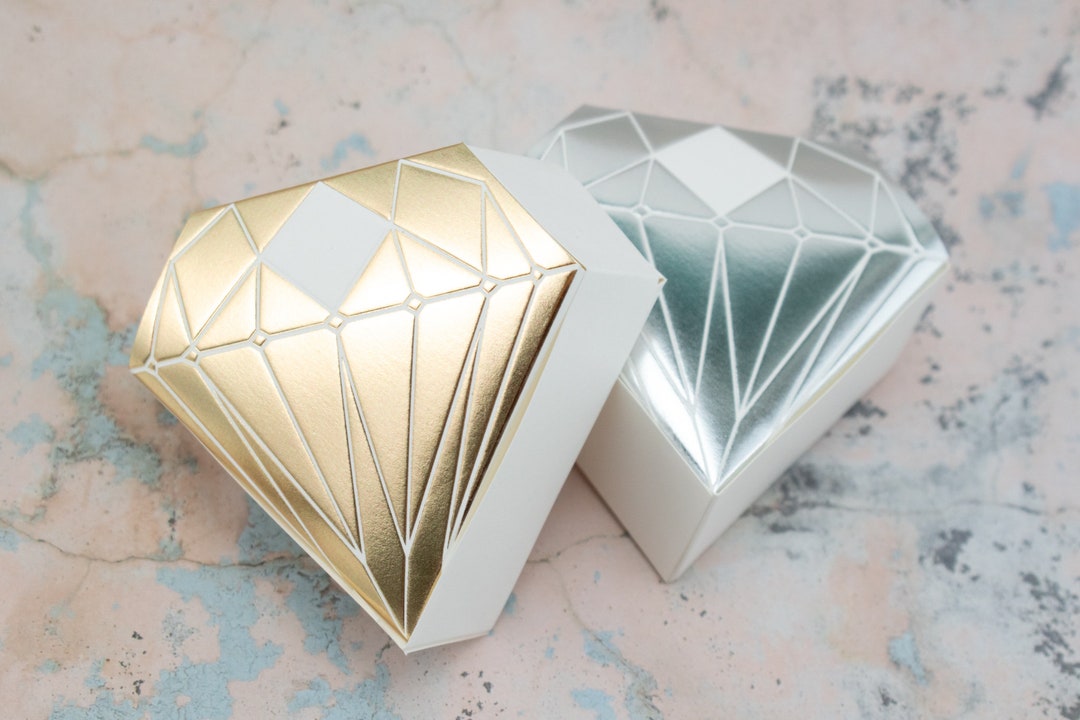 Diamond Favor Boxes - Set of 10 - Silver or Gold Bridal Shower ...