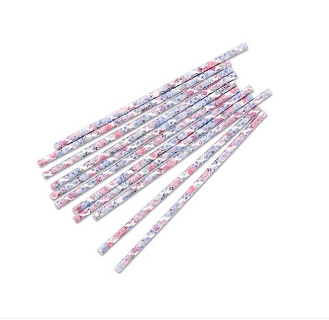 Floral Party Straws - Set of 75 - Pink Blue Lavender - Wedding Bridal ...
