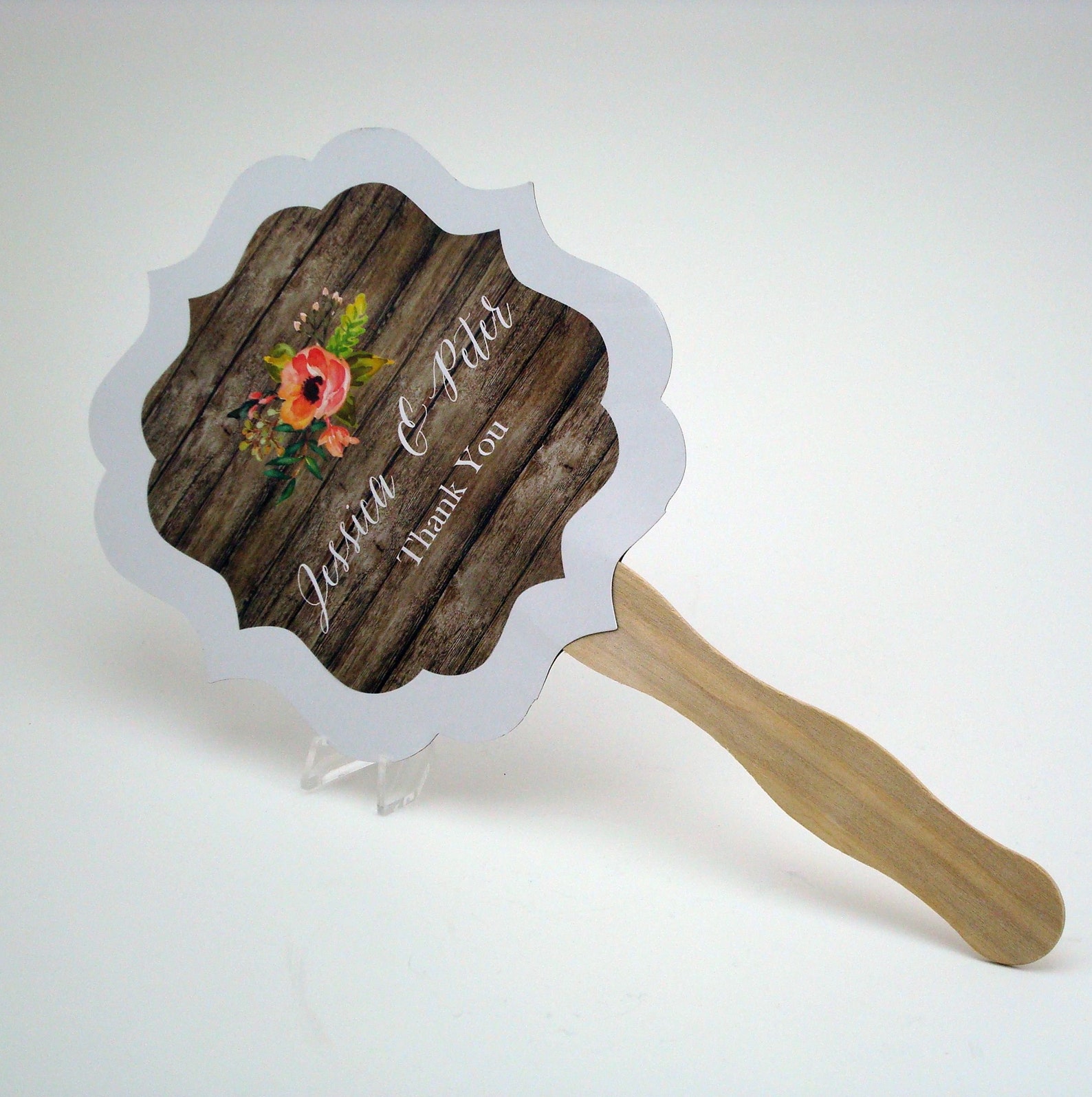 Rustic Wedding Fans Personalized Printed Floral Garden - Etsy