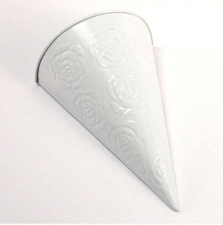 Wedding Flower Cones - Set of 4 - Metal With Embossed Rose Pattern ...