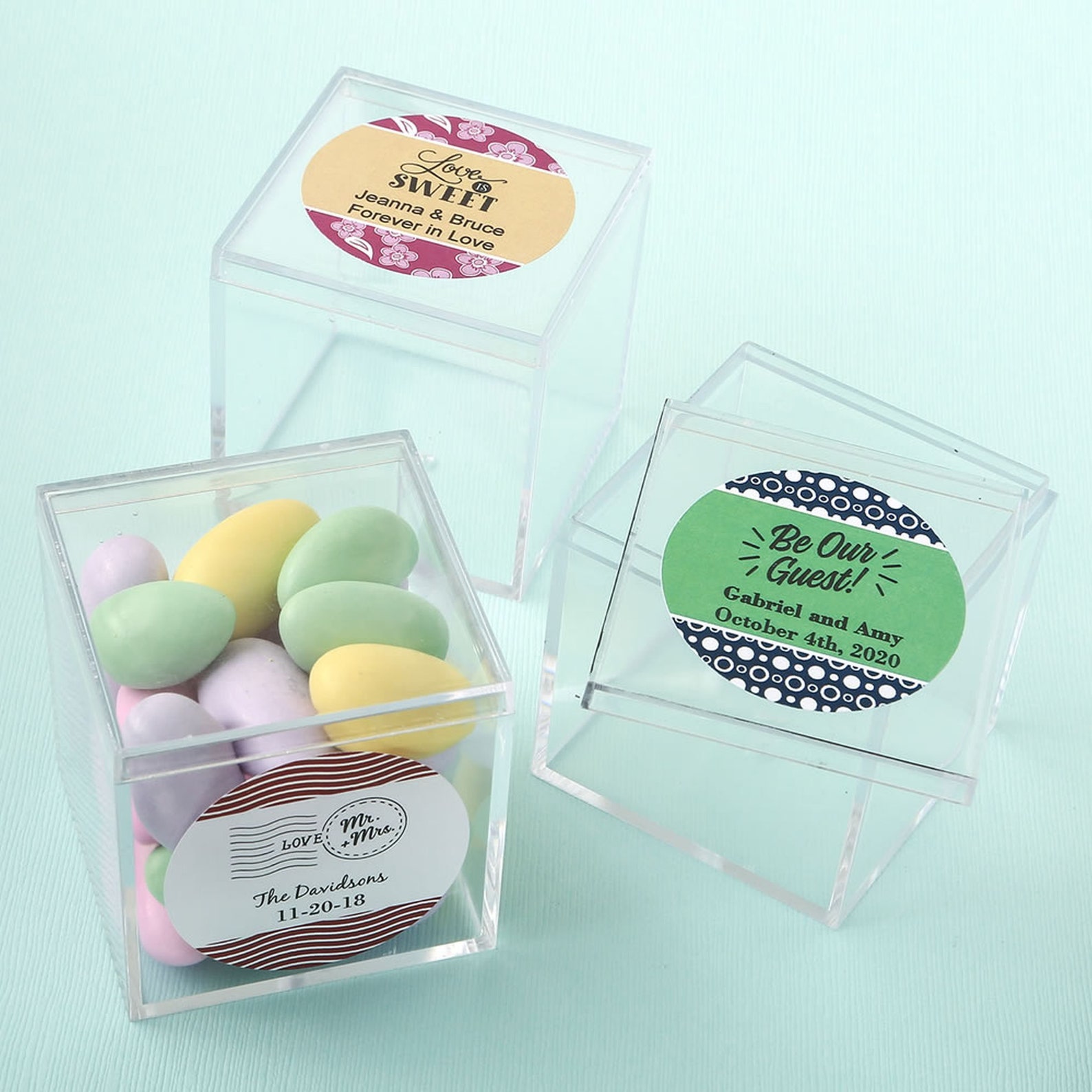 Clear Candy Boxes - 2" Cube - Set of 6 - Wedding Birthday Party Candy ...