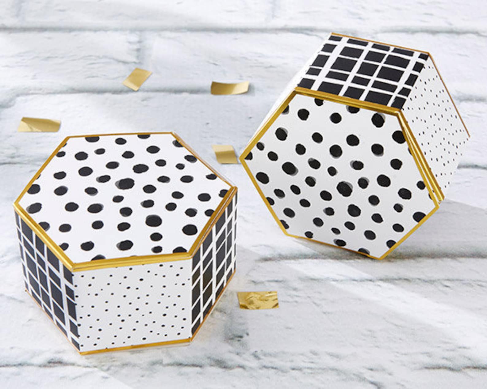 Hexagon Favor Boxes Set of 12 Wedding Bridal Shower Black - Etsy