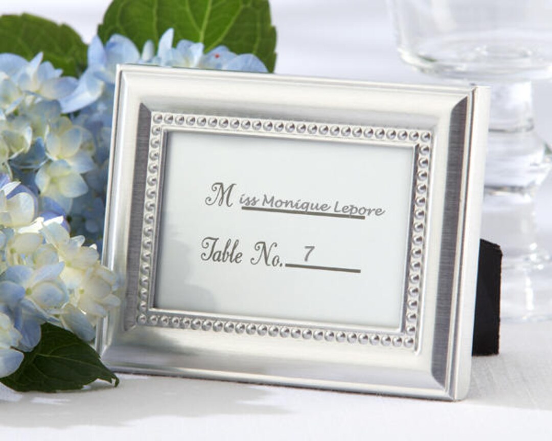 Place Card Frame Beaded Edge Small Silver Photo Picture Frame Wedding ...
