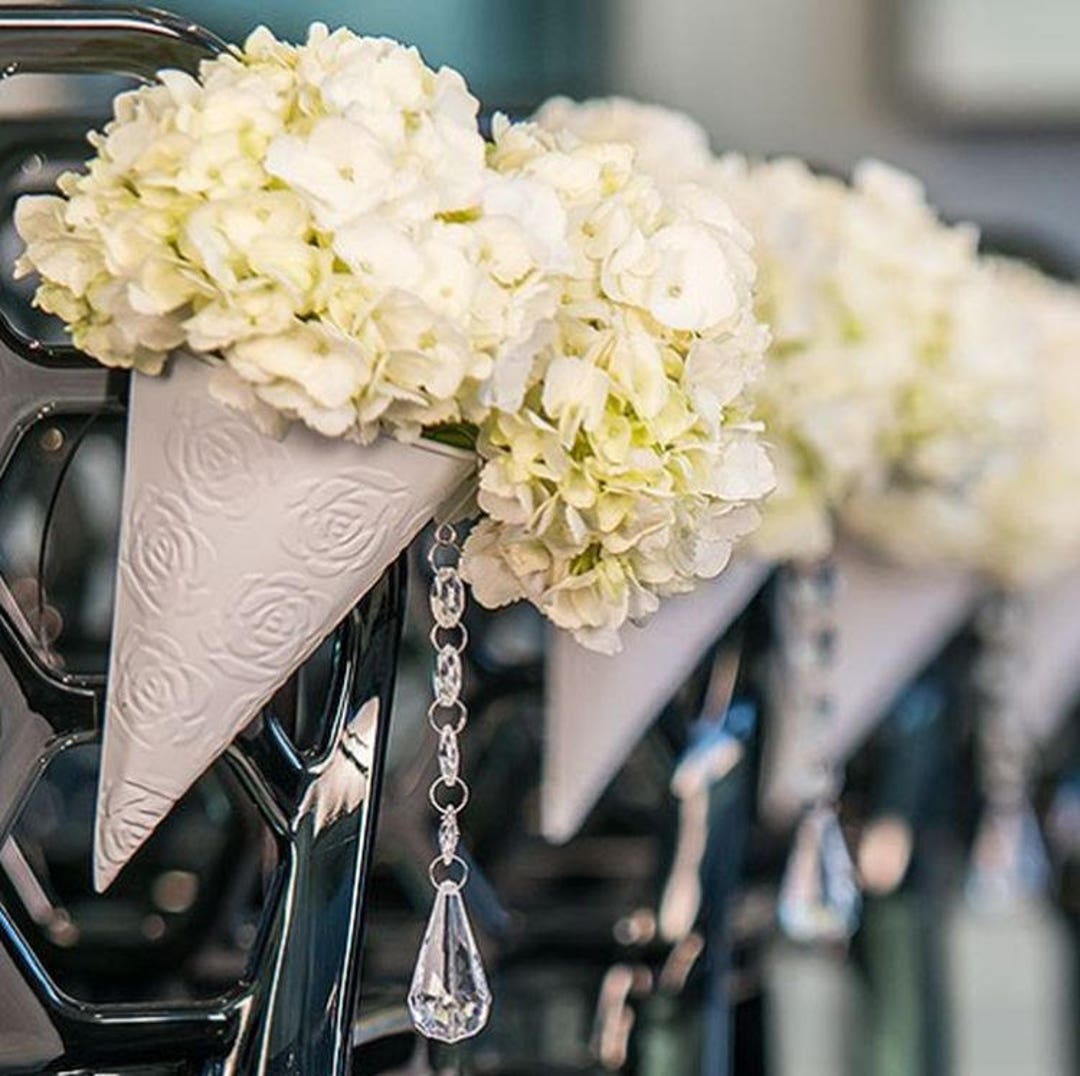 Wedding Flower Cones - Set of 4 - Metal With Embossed Rose Pattern ...