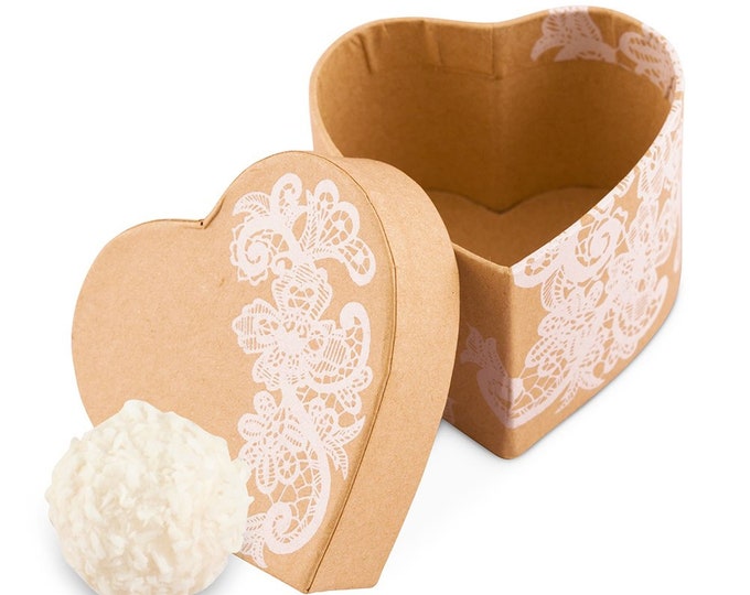 Rustic Heart Favor Boxes Set of 6 Wedding Bridal Shower | Etsy