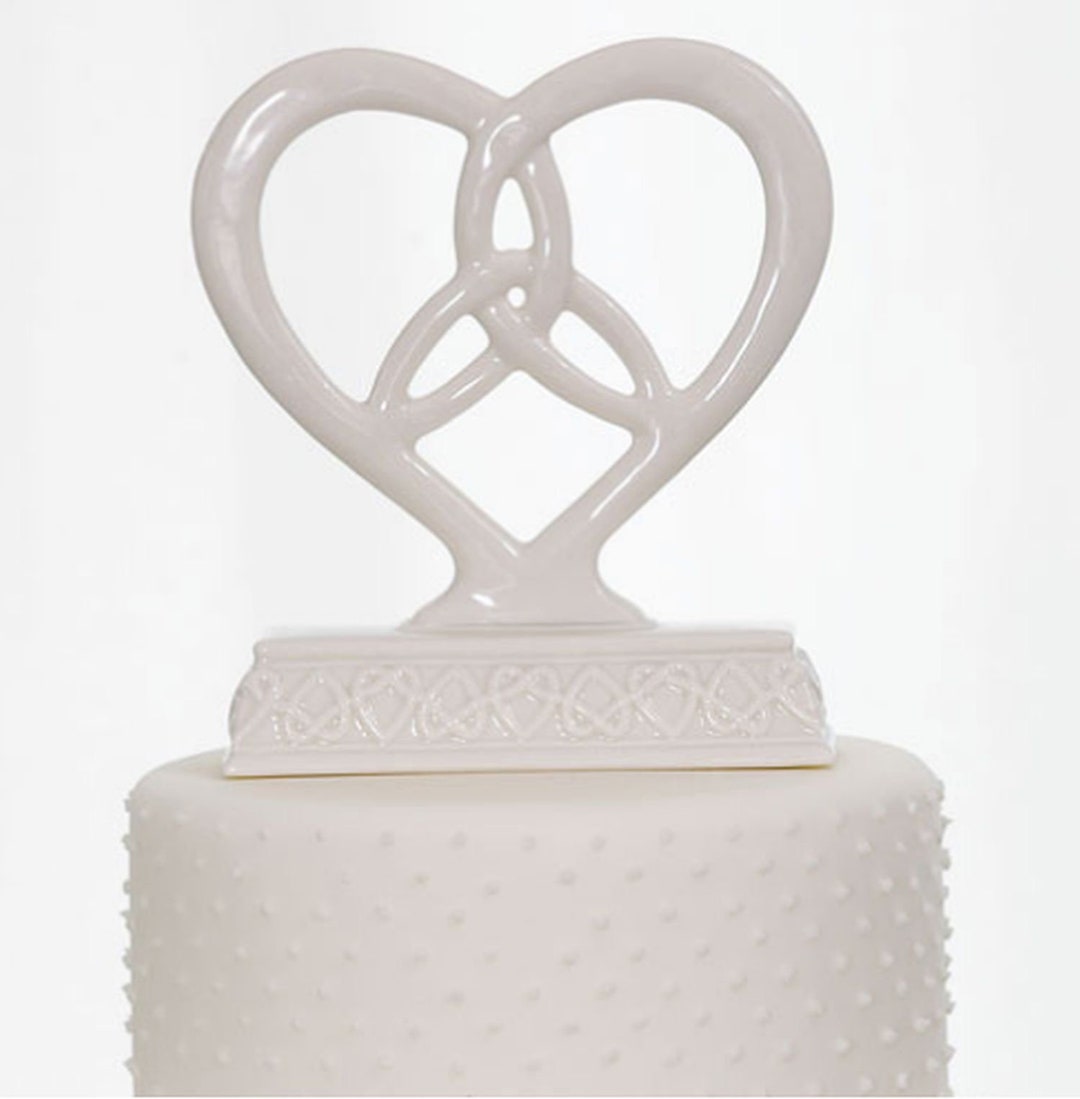 Irish Cake Topper Porcelain Heart Framed Trinity Love Knot Wedding Cake ...