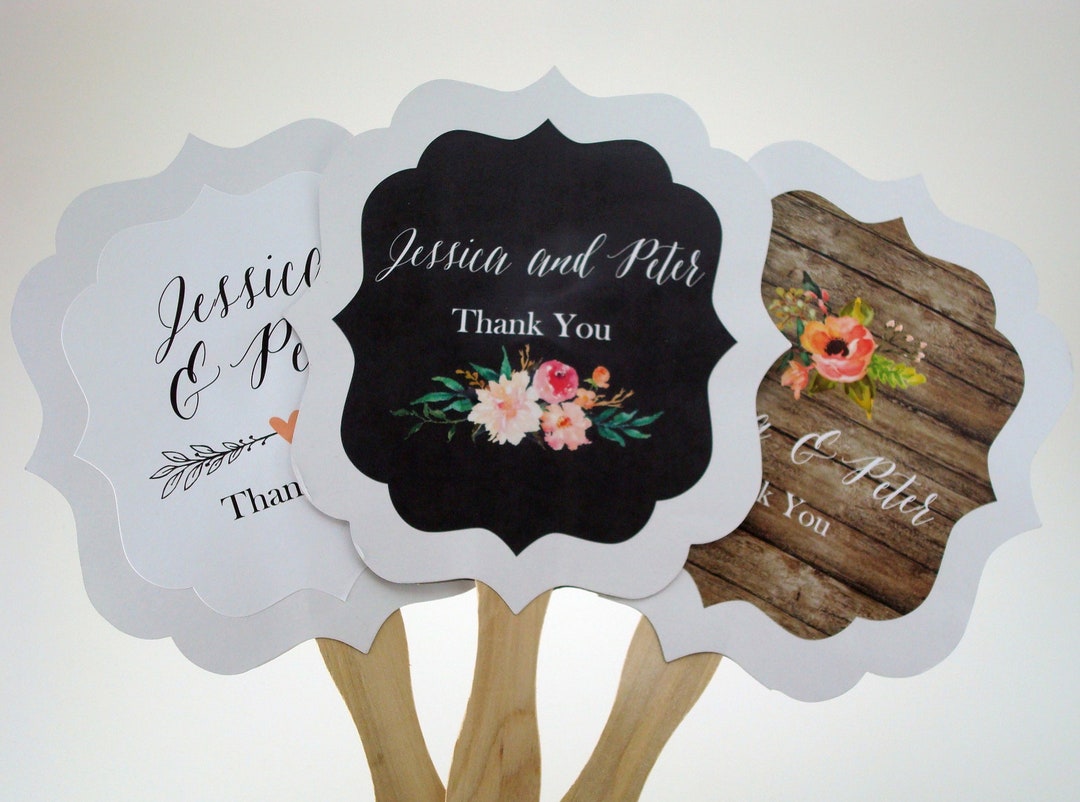 Rustic Wedding Fans - Personalized Printed Floral Garden Paddle Fan ...