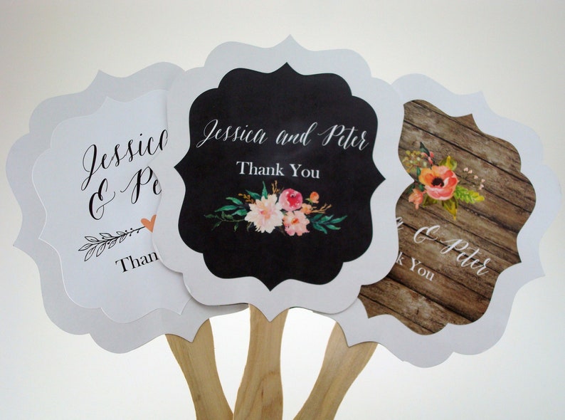 Rustic Wedding Fans Personalized Printed Floral Garden - Etsy