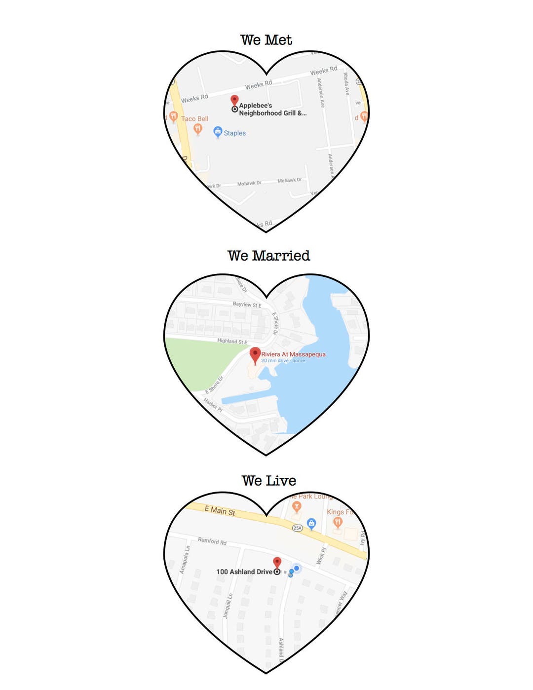 We Met, We Married, We Live - Custom Map Printable - Etsy
