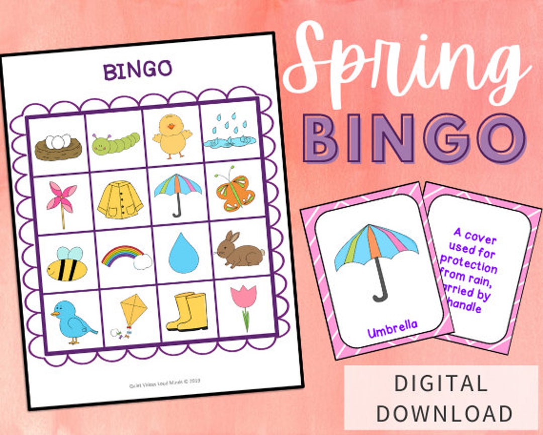 Spring Themed Bingo for Kids - Etsy