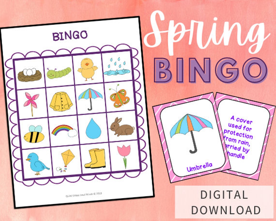 Spring Themed Bingo for Kids - Etsy