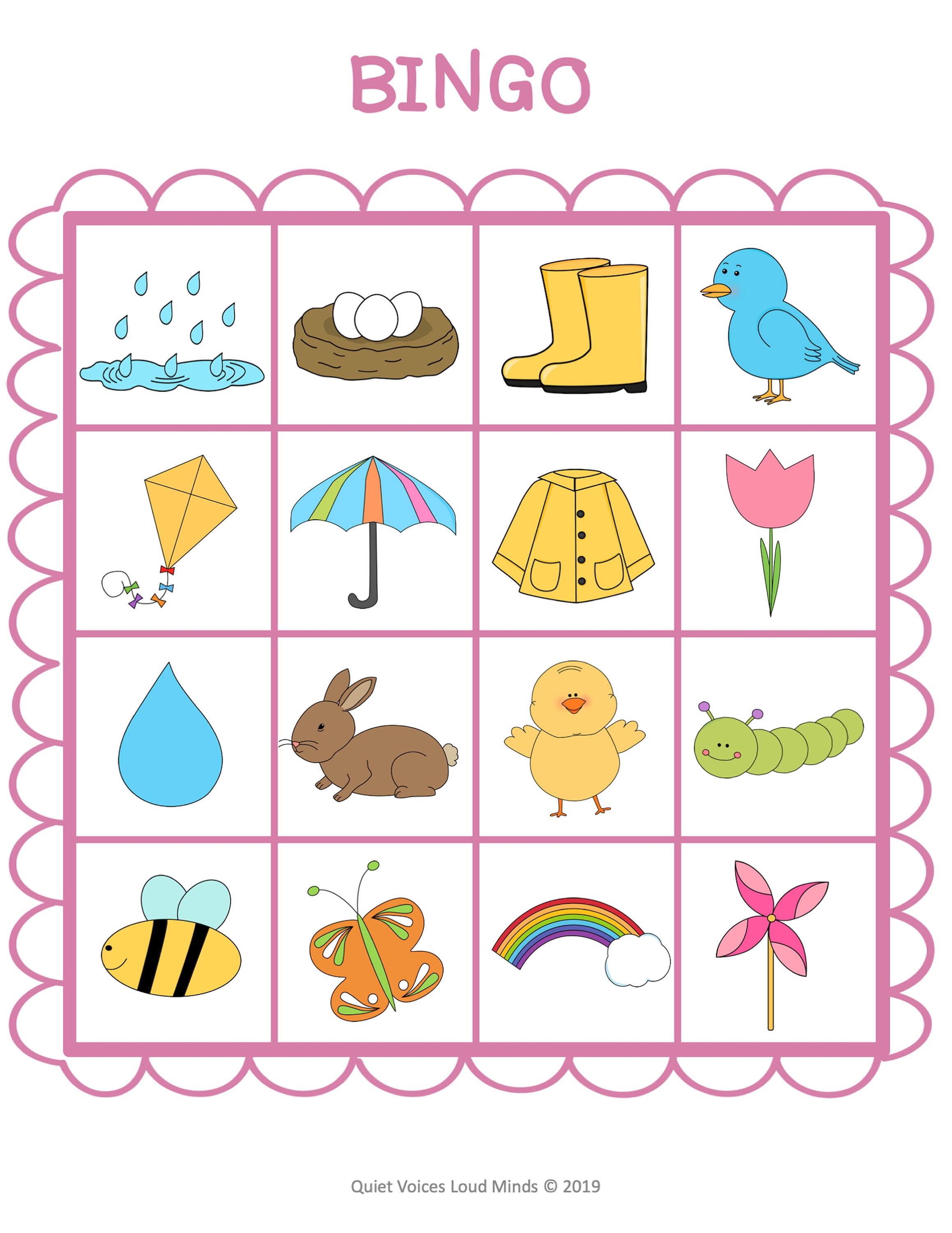Spring Themed Bingo for Kids - Etsy