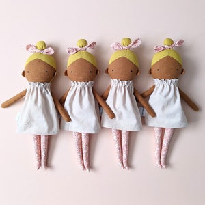 Mollie - Top Knot Girl / Dark Skin Doll / Yellow Hair / Blonde ...