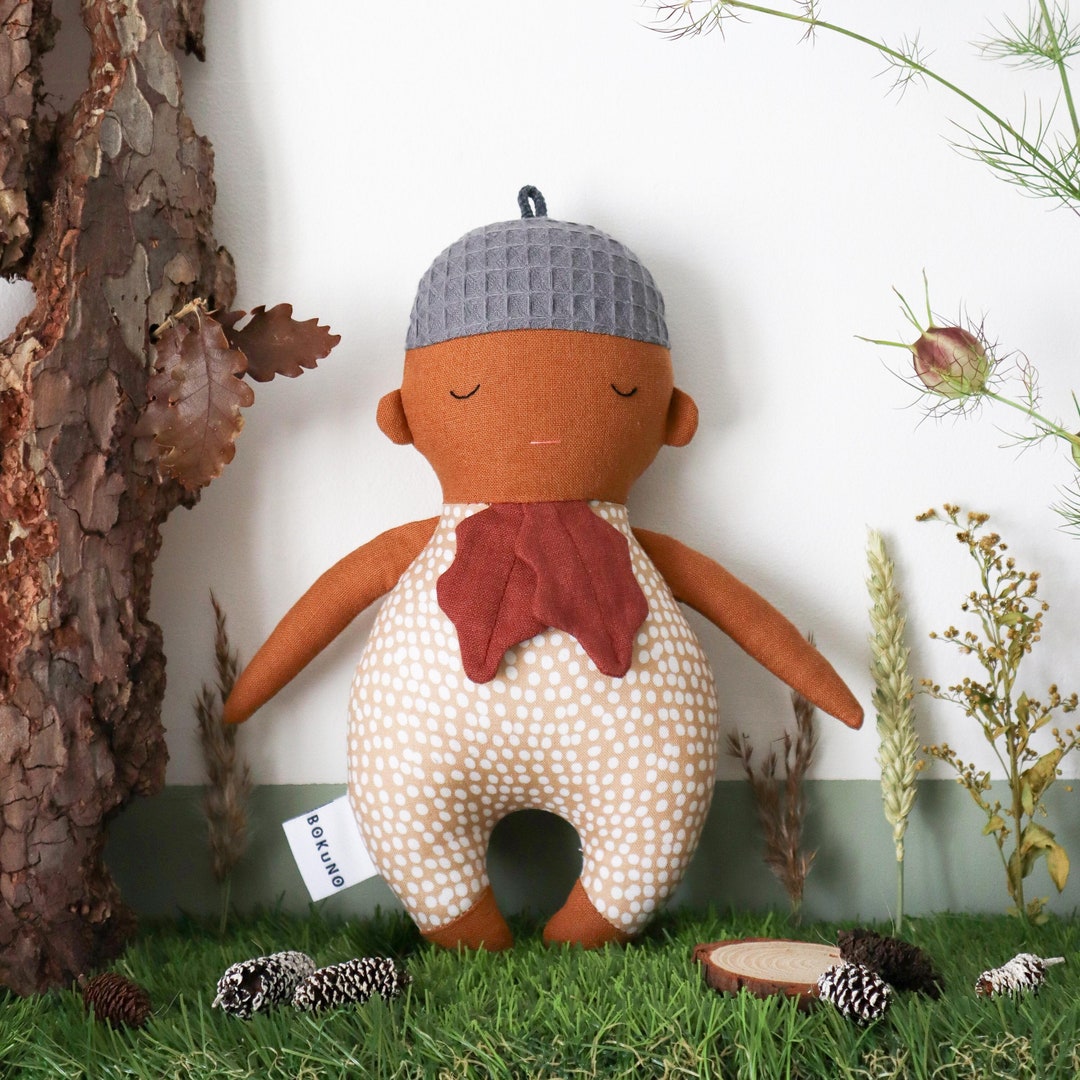 Acorn Doll / Rattle / Woodland Babies / Dark Skin Doll / Forest Baby ...