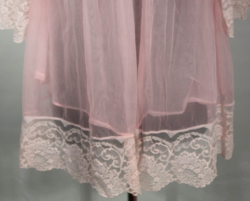 Vintage Robe 60s Lingerie Miss Elaine Label Pink Layered Lace - Etsy