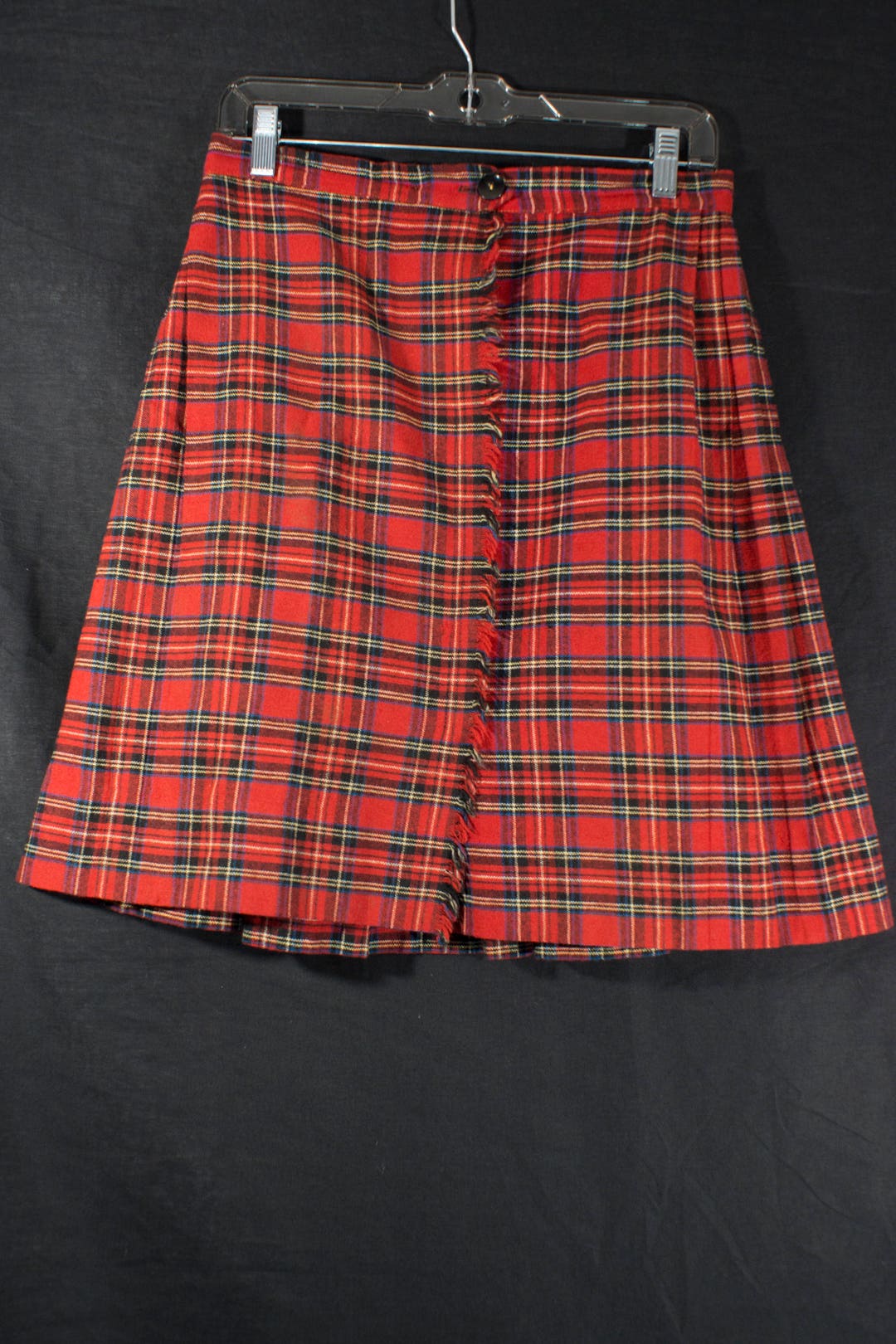 60s Wool Plaid Skirt Vintage Tartan Wrap Pleated colette Label Size 28 ...