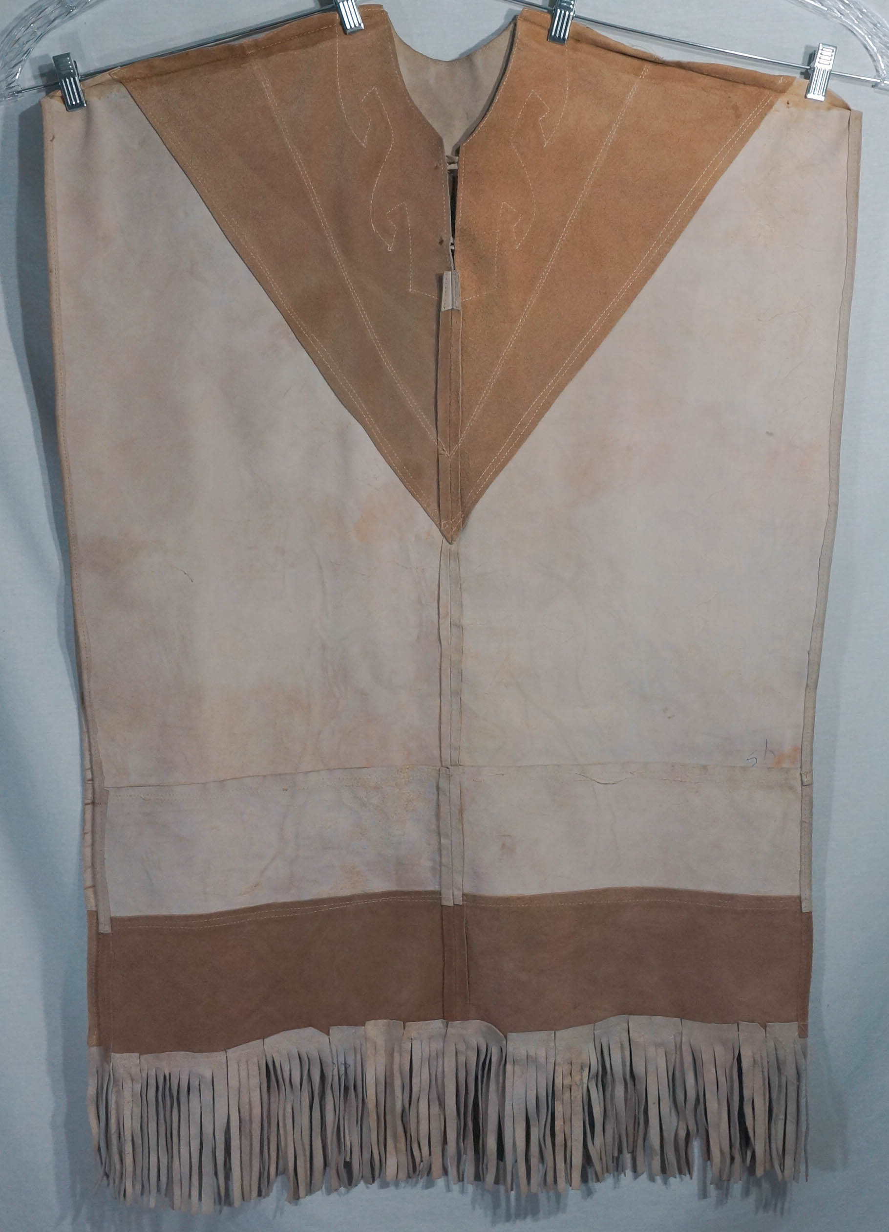 Southwestern Serape Suede Leather Poncho Vintage Handmade Soft Cow Hide ...