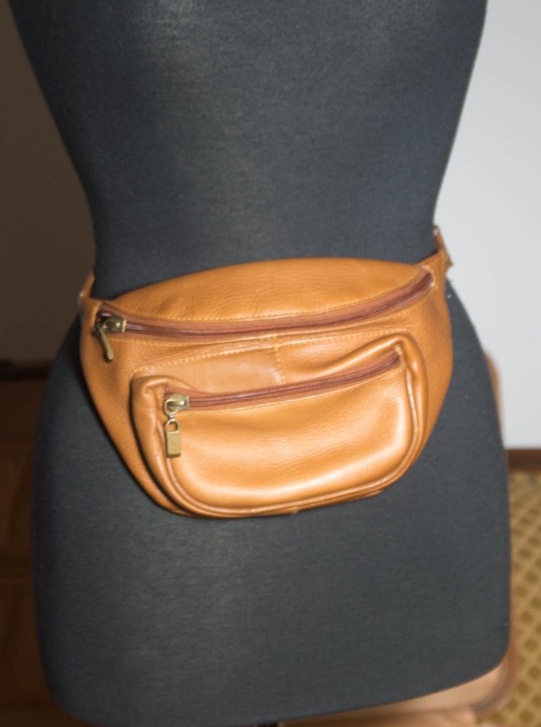 Vintage Fanny Pack 80s Genuine Leather Caramel Tan Crossbody Shoulder ...