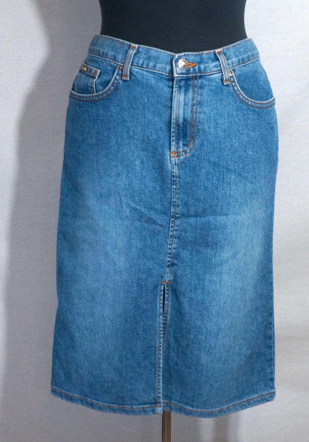 Vintage Jean Skirt 1990's XOXO Made in USA Straight Skirt Knee Length ...