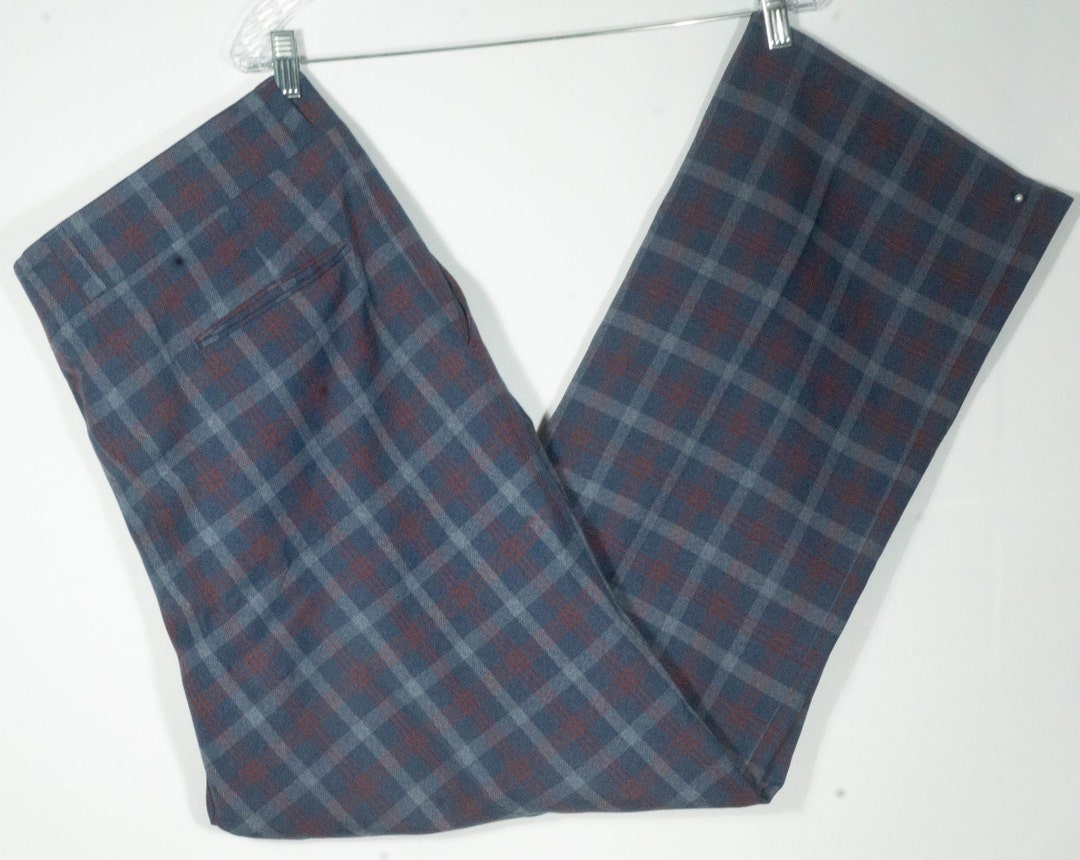 Vintage Plaid Pants 70s 80s Trousers Flat Front Suit Separate ...