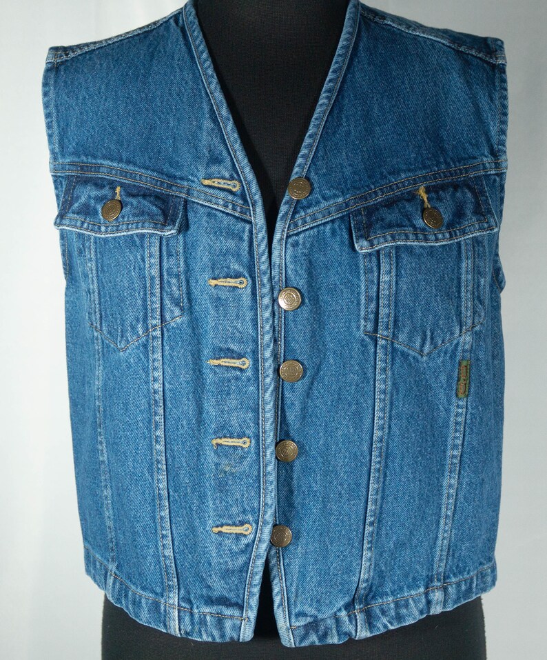 Vintage Jean Vest 90s Made in USA Sleeveless Jacket - Etsy