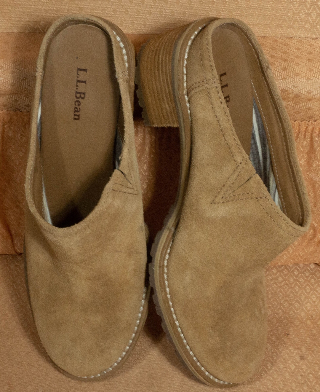Vintage LL Bean Mule Clogs Suede Leather Rubber Sole Short Heel Casual ...