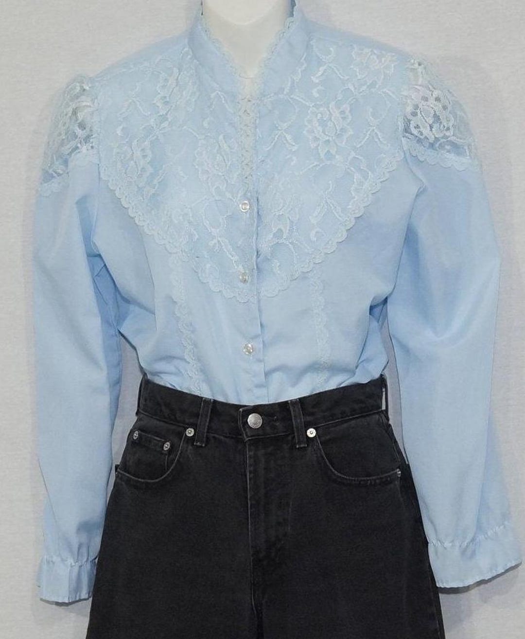 Vintage Pioneer Blouse Victorian Style High Neck Top 70's 80's Shirt ...