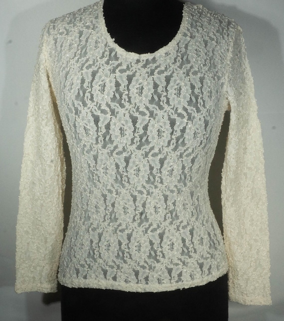 Vintage Lace Top See Through Brocade Lace Lingerie Un… - Gem