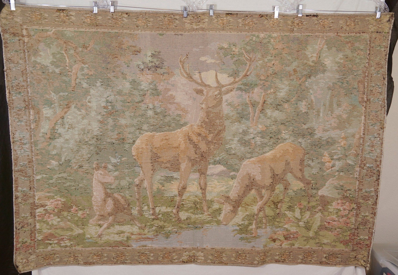 1970's Deer Tapestry Vintage Wall Hanging BIG Textile Stag | Etsy