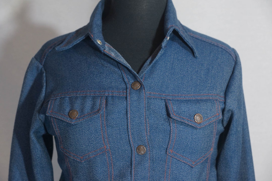 70s Jean Jacket Vintage Denim Coat Made in USA Sears Roebuck Label Size ...