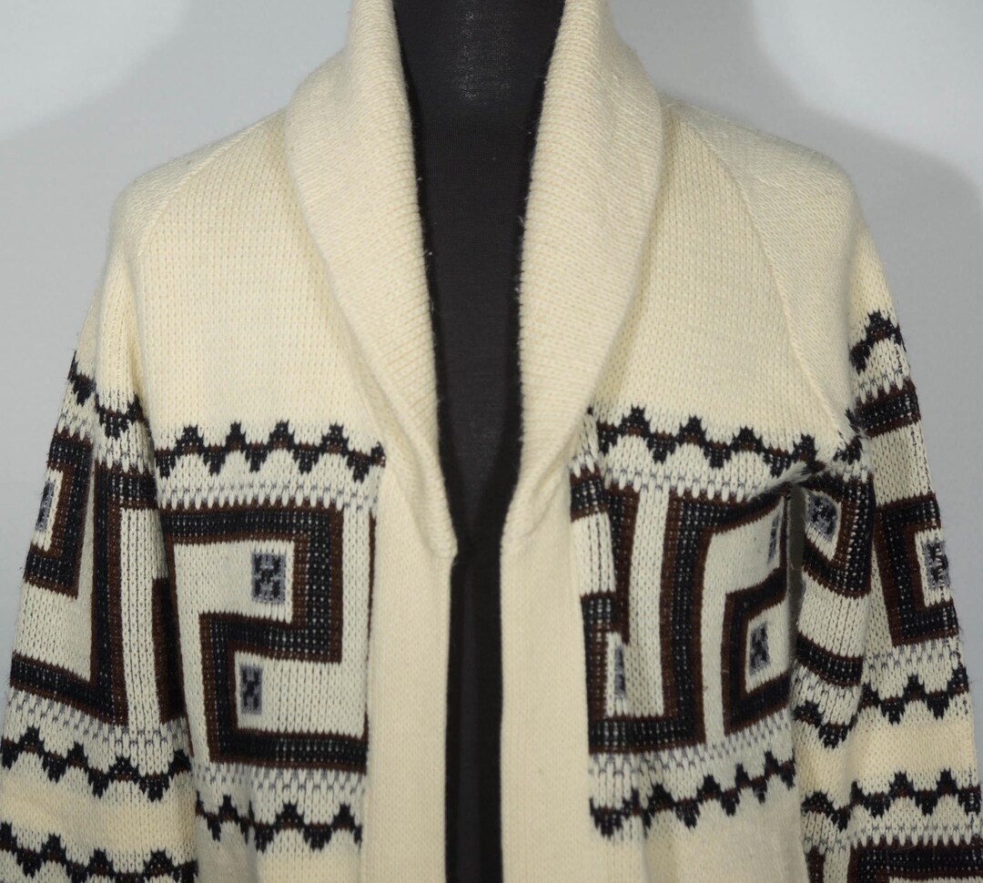 70s Cardigan Vintage Sweater Southwestern Graphic Design 1970's Boho ...