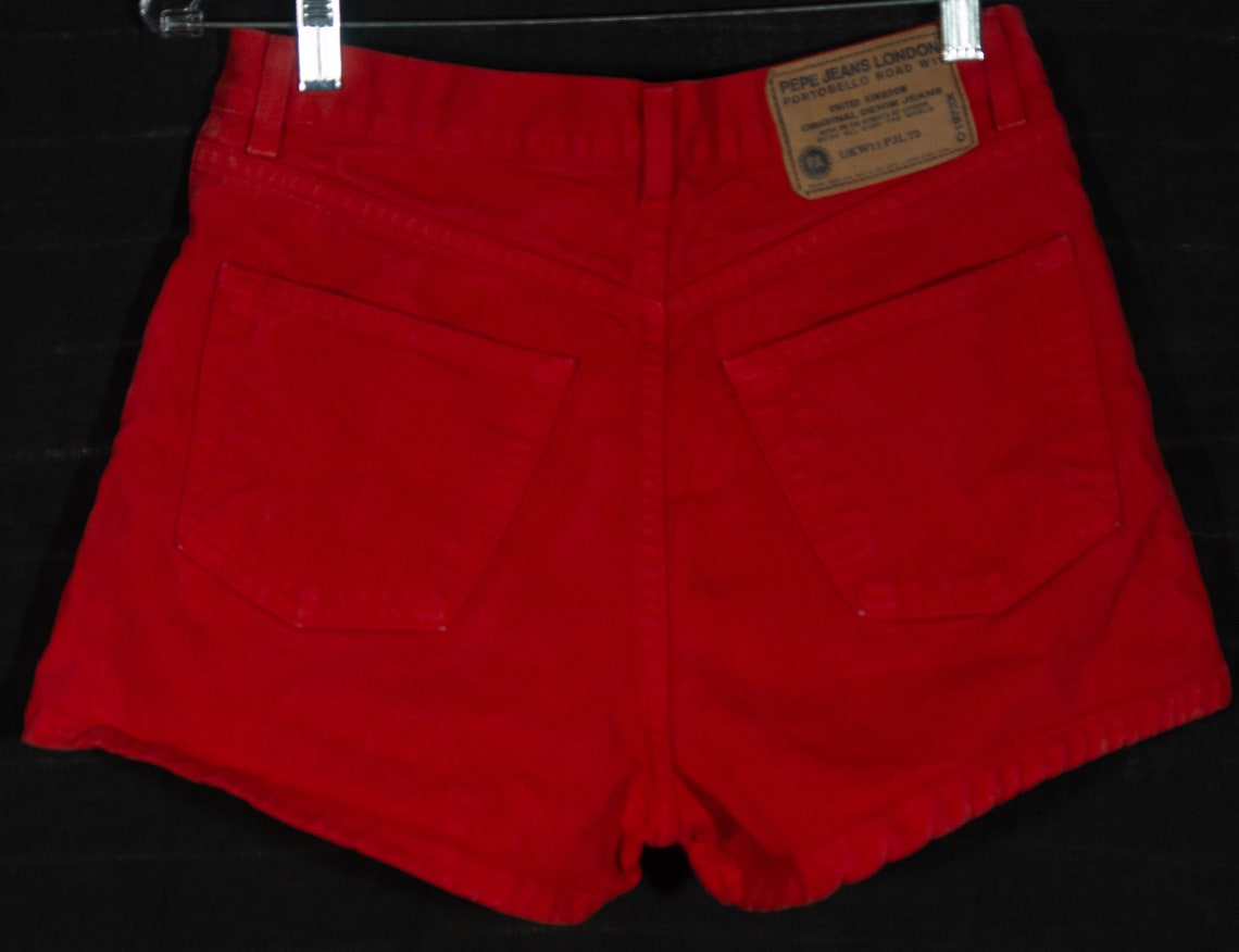 80s Red Jean Shorts Vintage Made in USA Pepe Jeans Shortie - Etsy