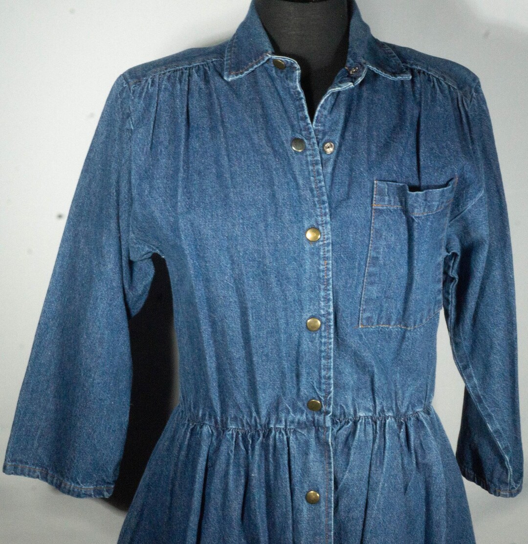 Vintage Prairie Dress Jean Dress 80's Western Wear Midi "ransom of ...