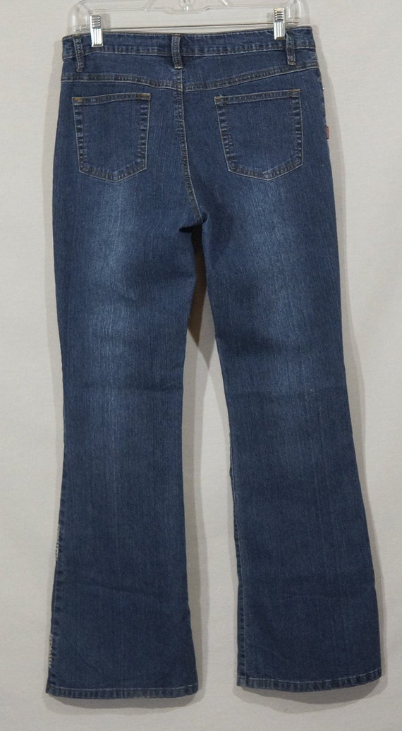 Vintage Jeans 90s Flared Wide Leg Graphic Mesh Patche… - Gem