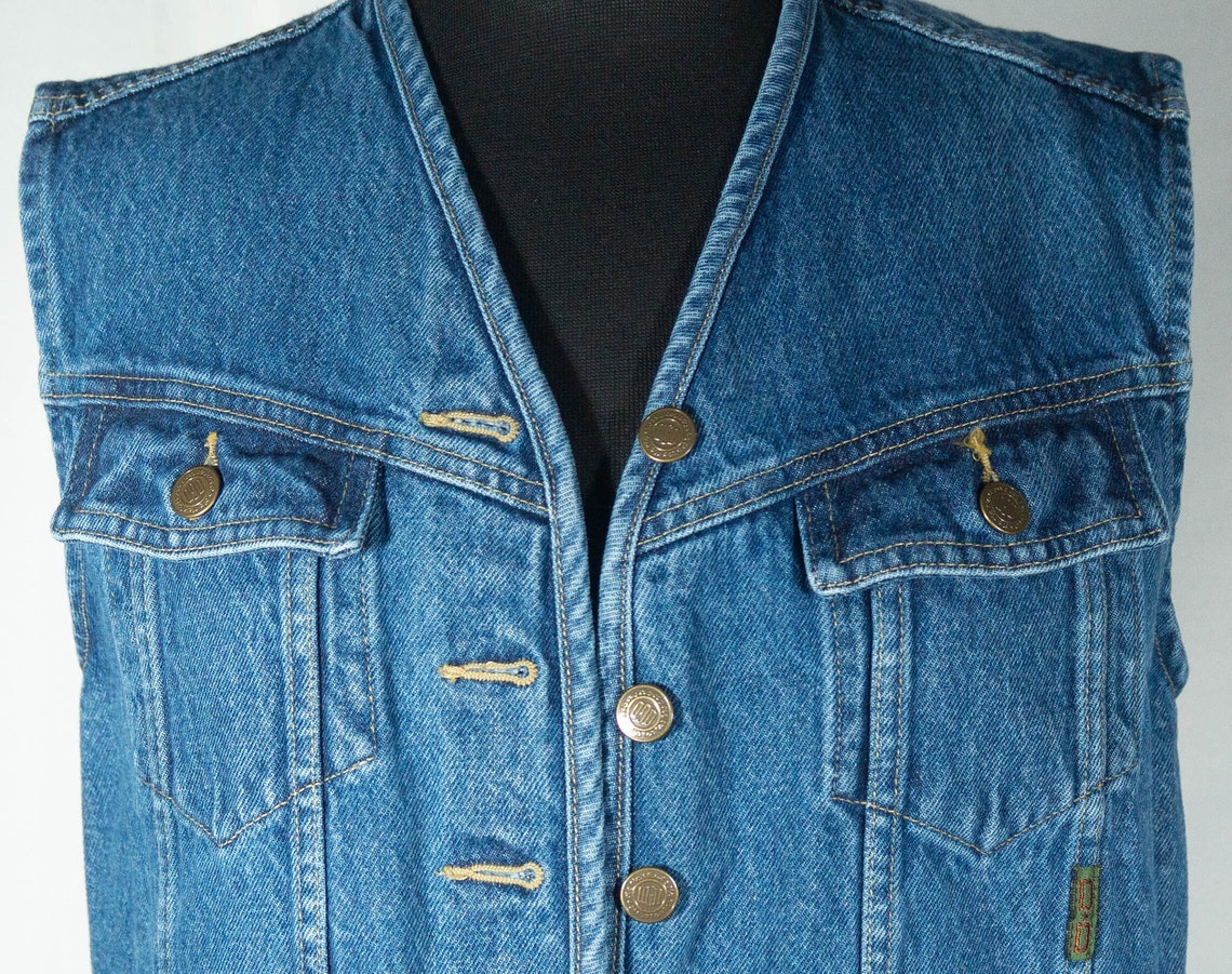 Vintage Jean Vest 90s Made in USA Sleeveless Jacket - Etsy