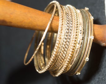 Vintage Bangle Bracelet Stack 80s Metal 12 Bracelets Lot 1980's Costume ...