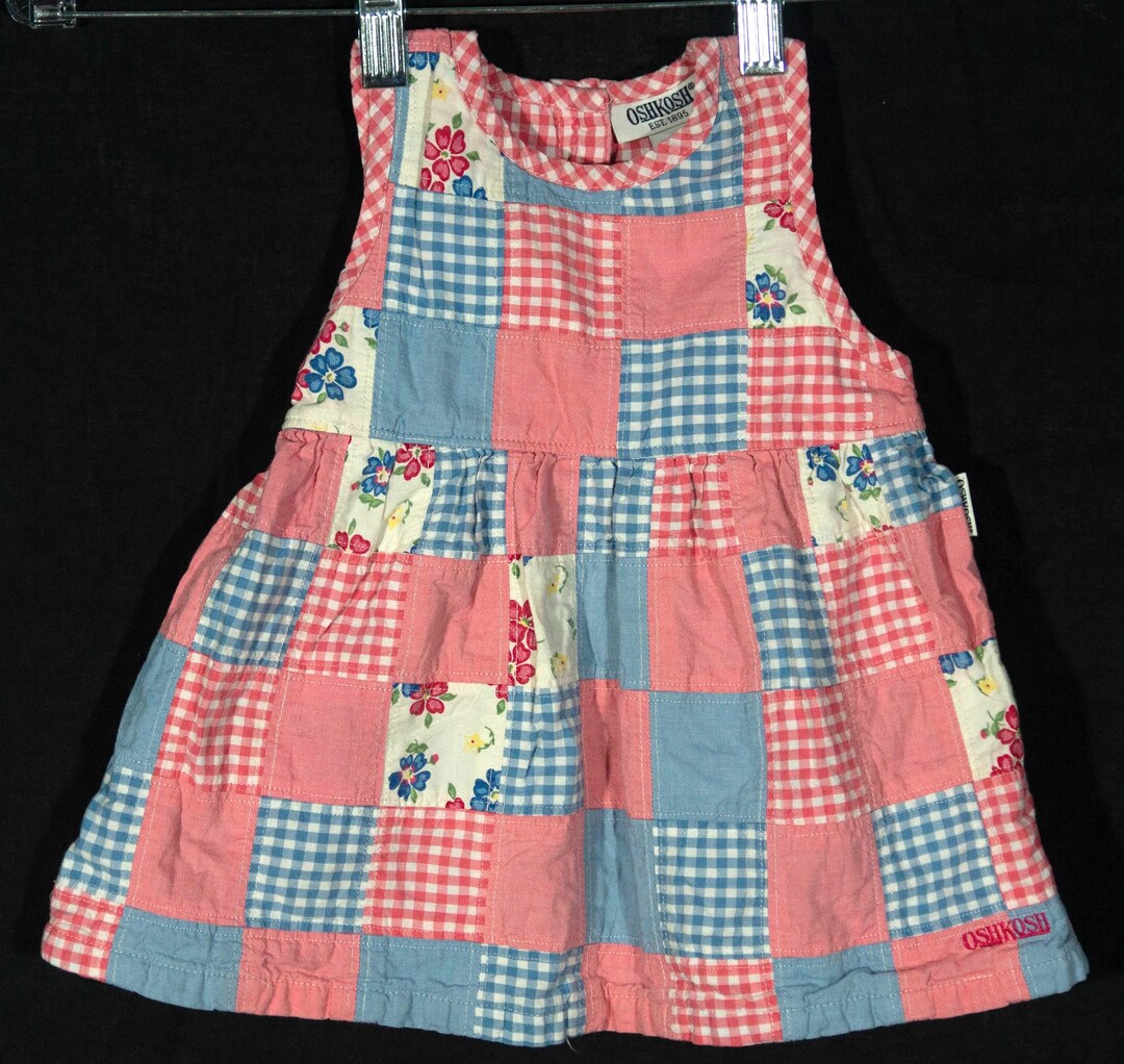 Oshkosh Dress Baby Girls Patchwork Print 90s - Size 12M - Etsy