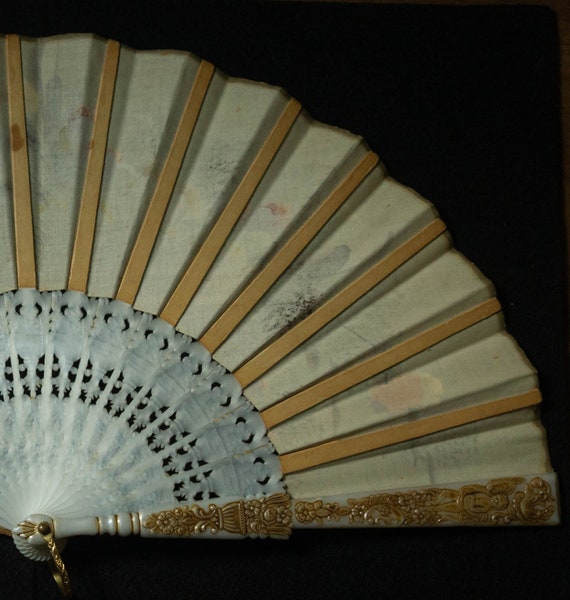 Vintage Hand Fan Folding Fan Art Decor Hand Painted F… - Gem