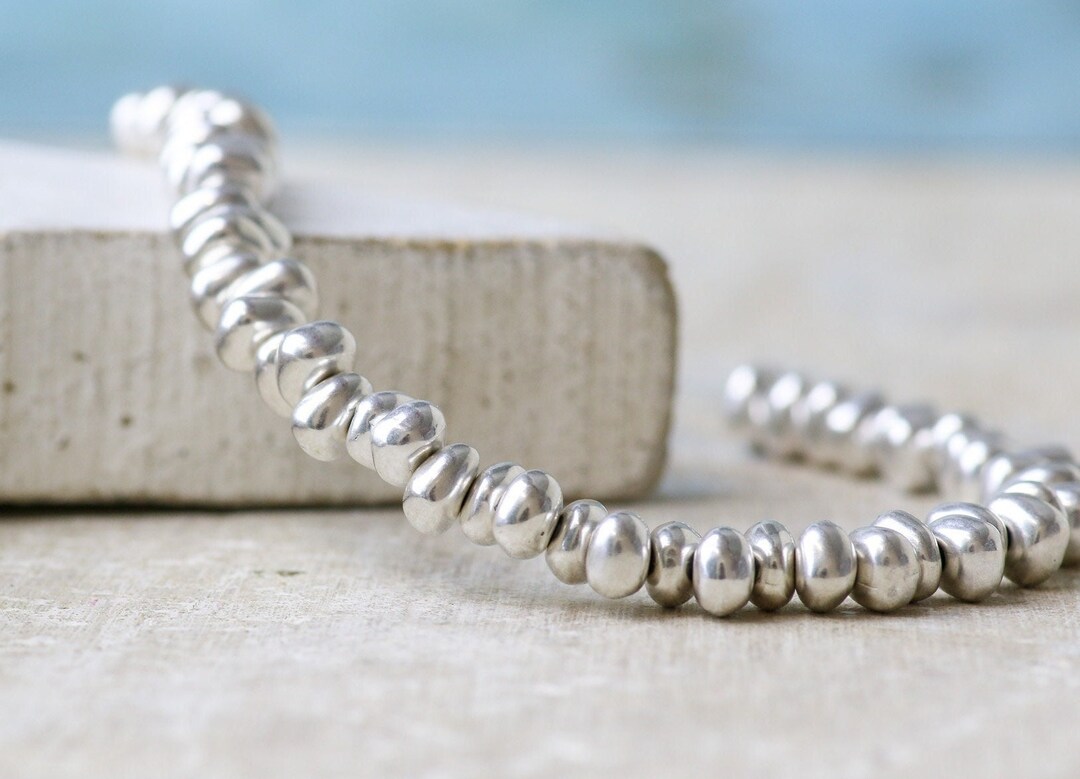 25 Irregular Silver Beads,1.5mm Thin Cord Beads sterling Silver Plated ...