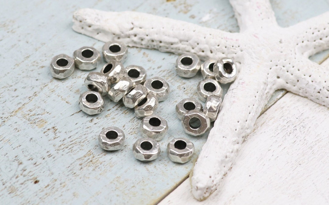 80 Pcs 4mm Silver Irregular Tube Beads, Silver Spacer Beads, Metal ...